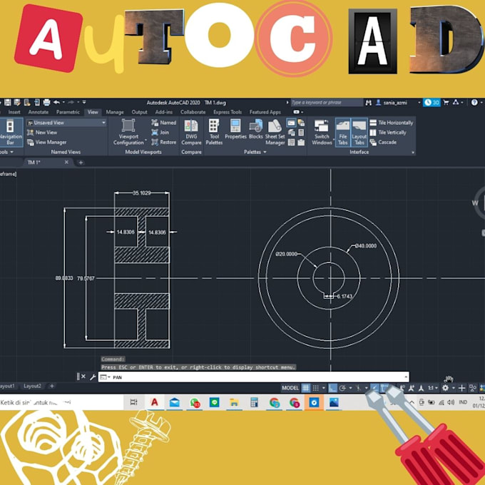 Create a 2d drawing model in autocad by Saniaazmianiqoh | Fiverr