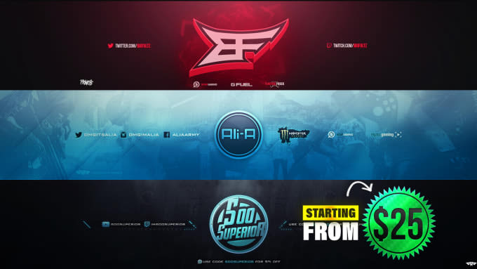 Design a professional custom youtube banner by Beasthdr | Fiverr