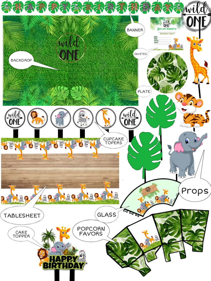 Design your party supplies by Candyoo | Fiverr