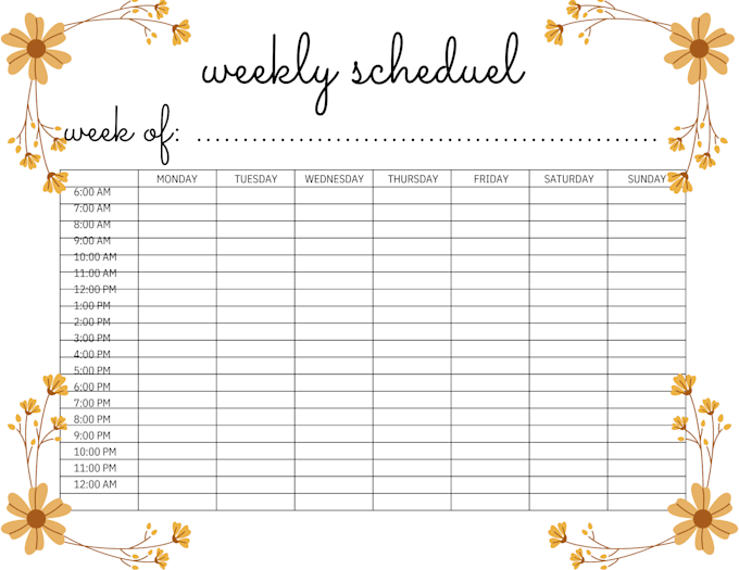 Design timetables, weekly schedule by Darlene_2310 | Fiverr