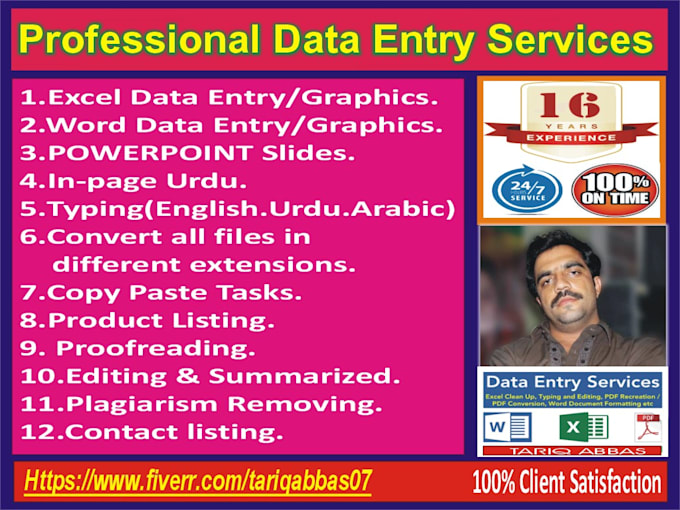 Do data entry services ms office inpage typing, copy paste by ...