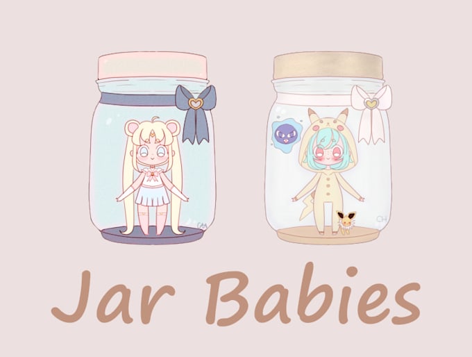 Draw your character here on my kawaii jar base by Casileejade | Fiverr