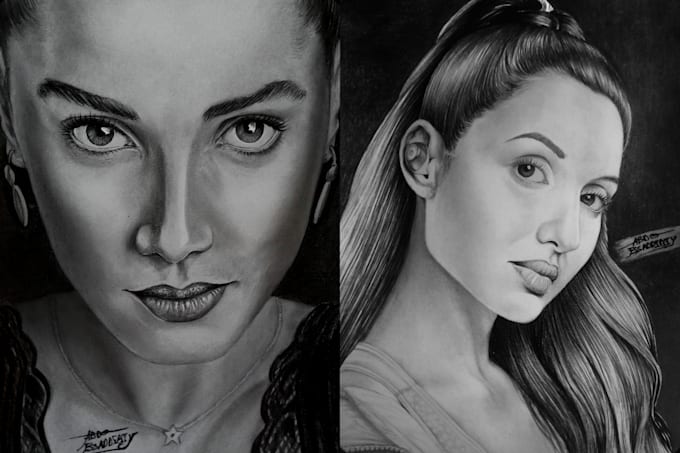 Draw your personal portrait in high quality with classic method by ...