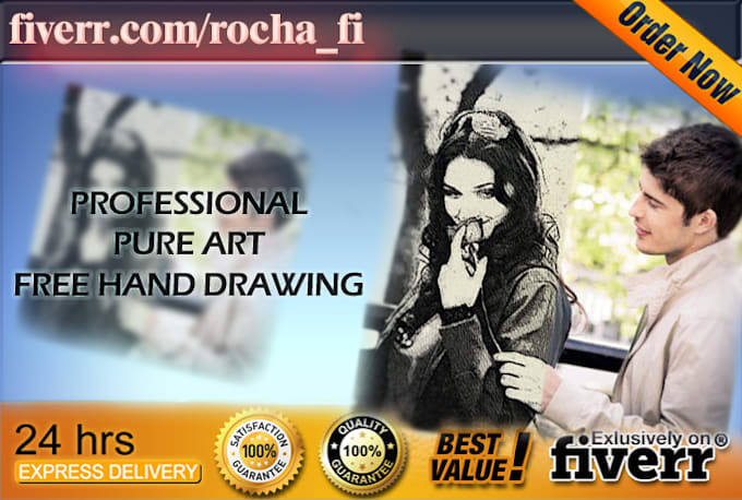 Draw five portrait pure art free hand drawings by Rocha_fi | Fiverr