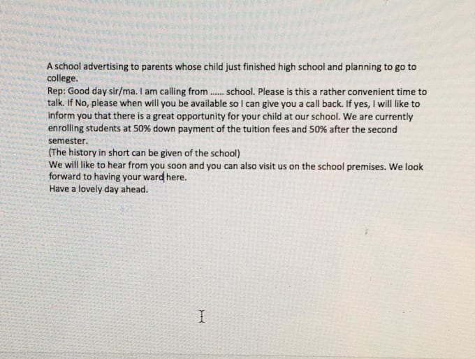 Writing telemarketing and cold calling script by Salauadedoyin | Fiverr