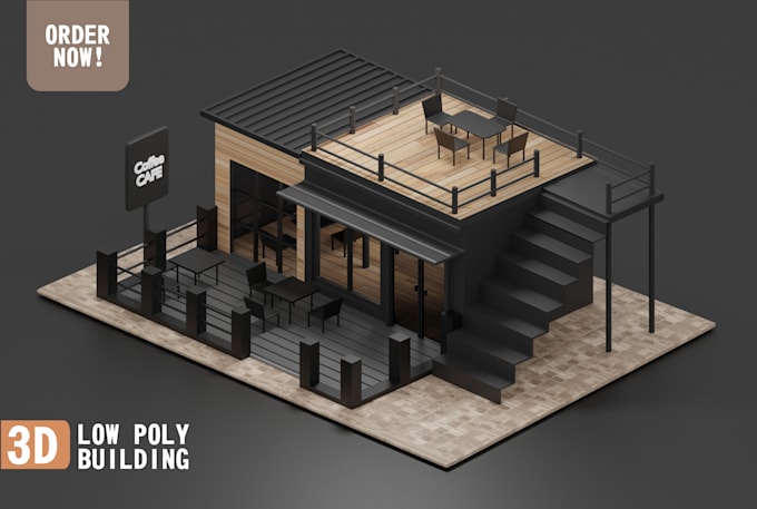 Design and model 3d low poly building for you in blender by ...