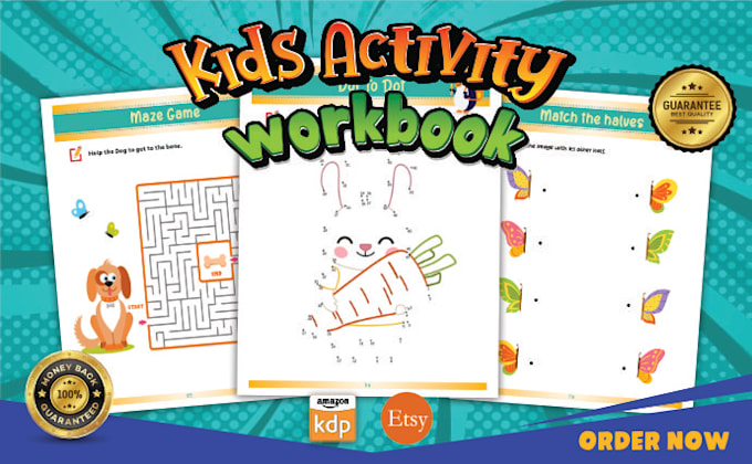 Make kids activity book and coloring book with eye catching book cover ...