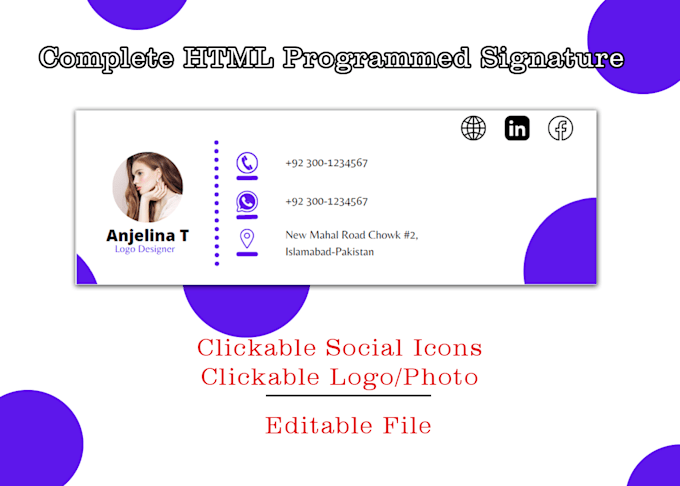 Create html and css clickable editable email signature by It_24designs ...