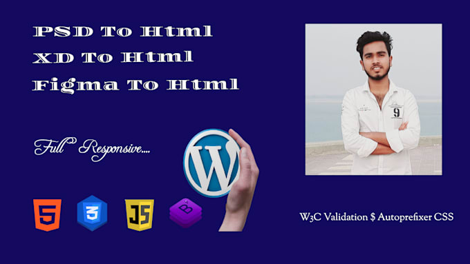 Convert psd to html template and design with html css bootstrap5 ...