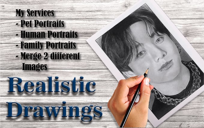 Create a realistic handmade pencil drawing of people or pets by ...