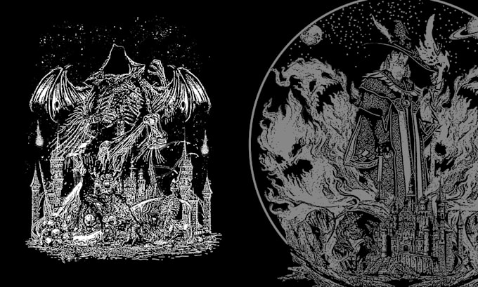 Make dark, death, black metal and doom stoner artwork with complex ...