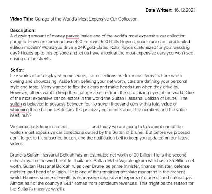 Write scripts for your youtube videos by Rizalynmagno | Fiverr