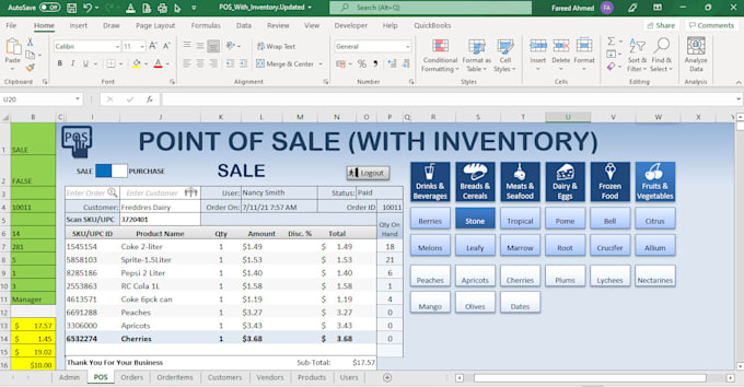 Create a restaurant touch screen point of sale in excel by Balochfareed ...