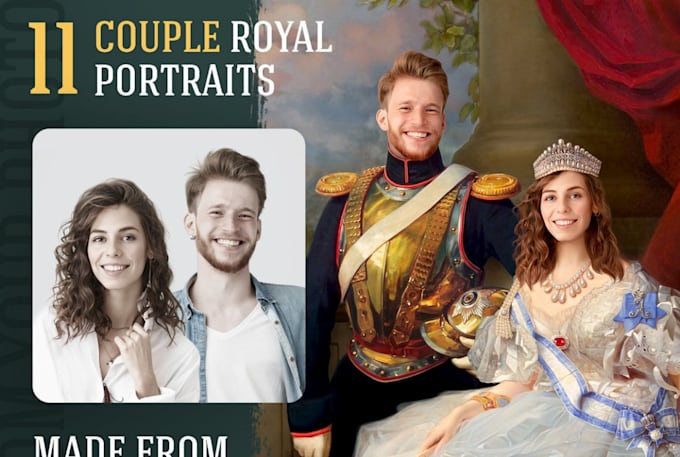Create amazing couples royal portrait drawing by Royalportraits | Fiverr
