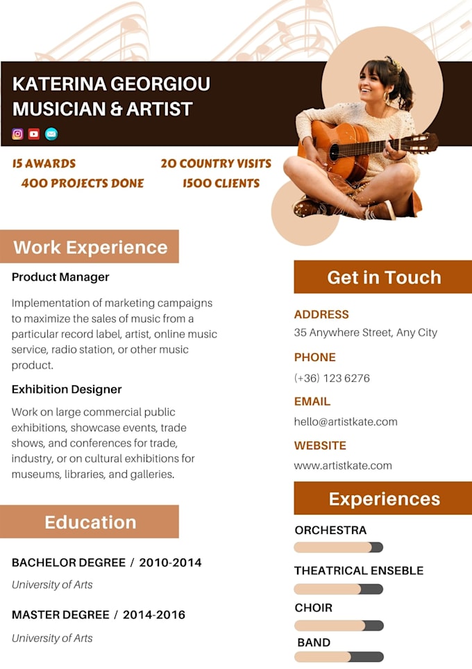 Create a unique eye catching resume by Evina_alexandri | Fiverr