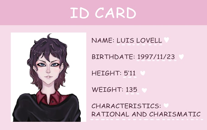 Draw and design a cute character id card for you by Katnya | Fiverr