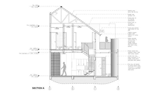 Draw your architectural section and elevation by Bayuuafif_ | Fiverr
