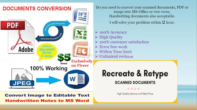 Retype or convert scanned documents or pdf into word, design by ...