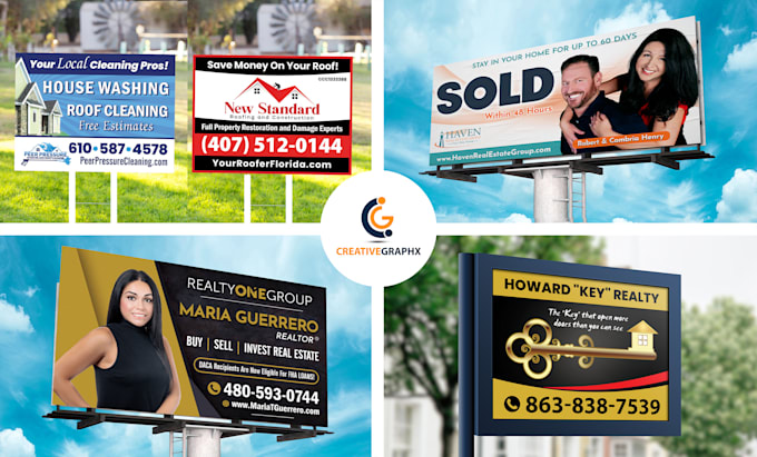 Design real estate yard sign, lawn sign, signage and billboard in 24hrs ...