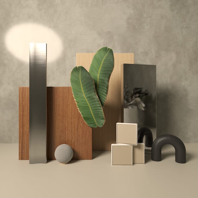 Create realistic 3d rendered moodboards by Aless_interiors | Fiverr