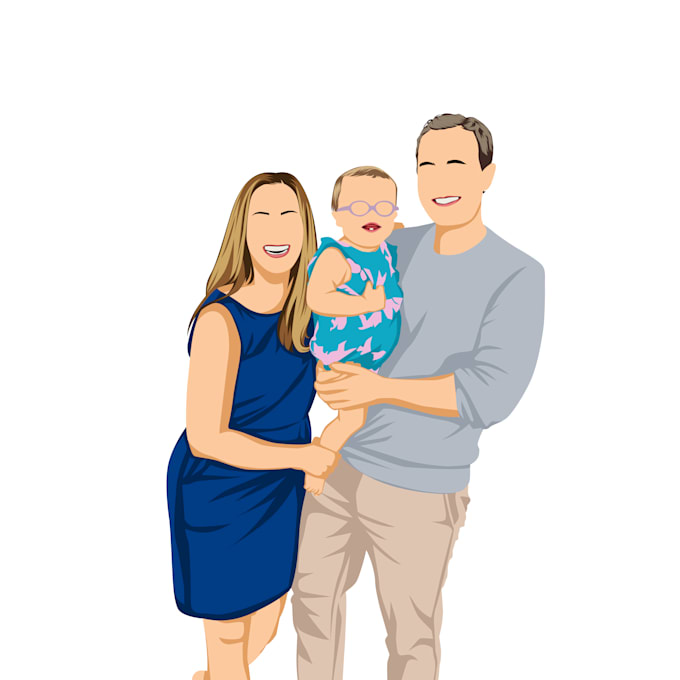 Draw simple flat cartoon of your family by D2kvex | Fiverr