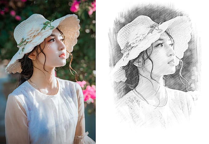 Draw sketch or line art realistic pencil portrait by Jsrcreation | Fiverr