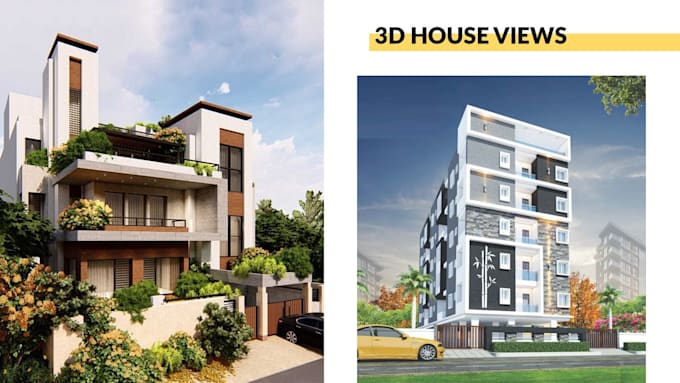 Create ultra realistic 3d exterior views of house, residence by Design ...