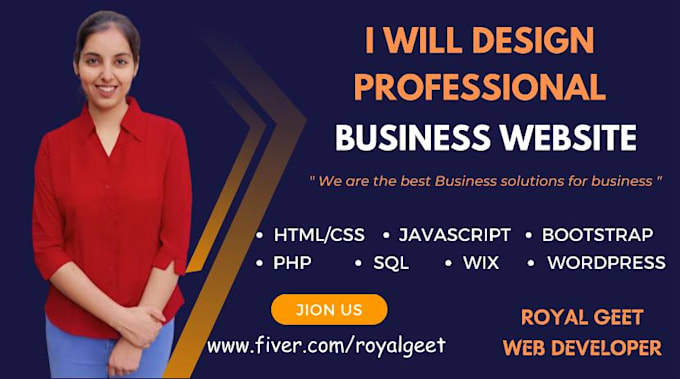 Design business website in wordpress, wix, html css by Royalgeet | Fiverr