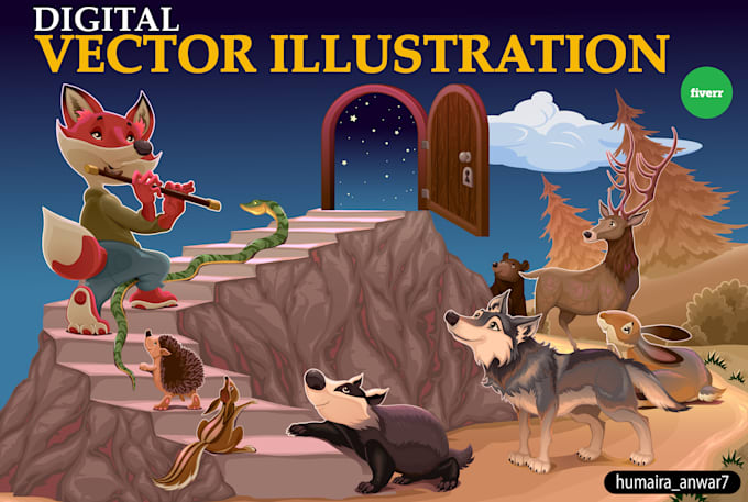 Create awesome digital custom vector illustration by Humaira_anwar7 ...