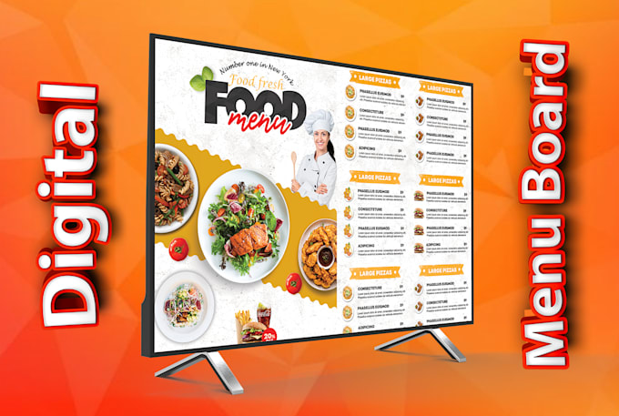 Design digital tv screen food menu board for your restaurant, bar, cafe ...