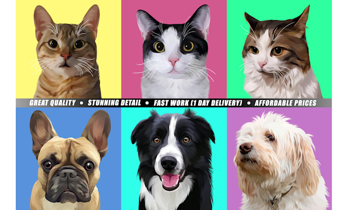 Draw amazing vector illustration your pet portrait by Pet_house | Fiverr