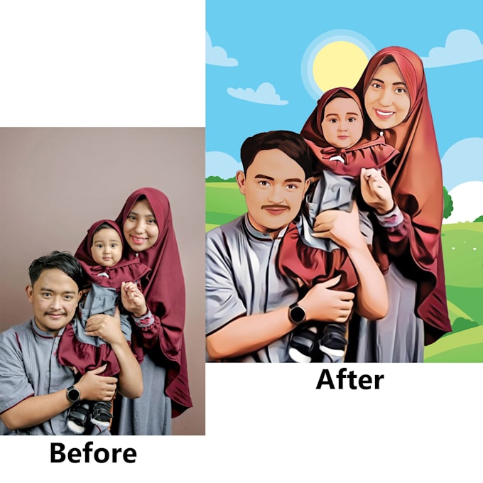 Make family cartoon photo by Masdodo | Fiverr