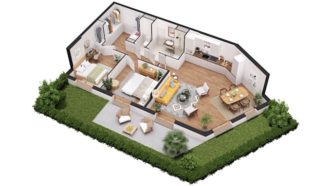 Create photorealistic 3d floor plan rendering by Fresnel_ior | Fiverr