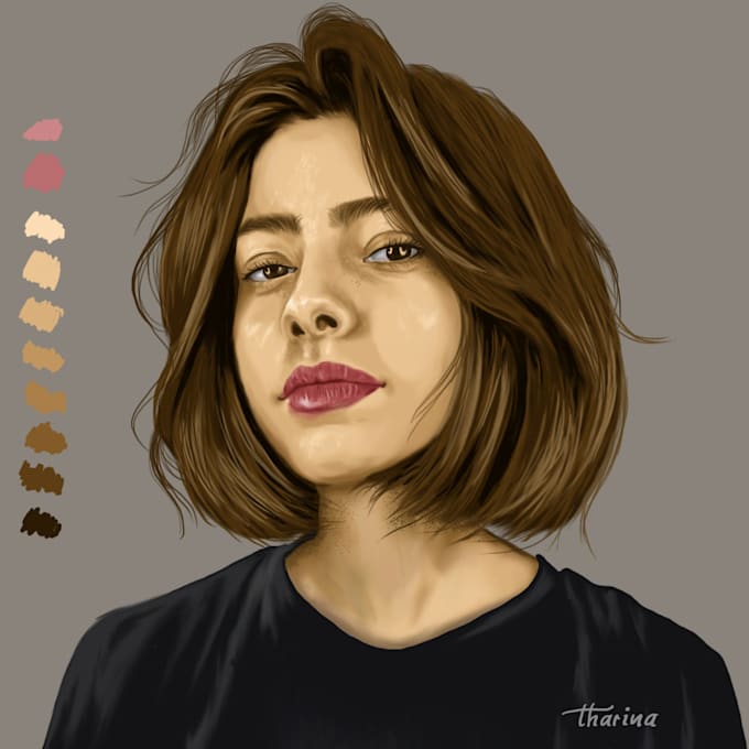 Draw realistic digital painting of your portrait illustration human ...