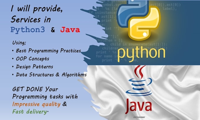 Do your programming tasks in python and java by Kavishar | Fiverr