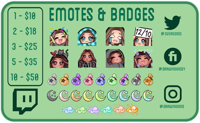 Draw very cute twitch emotes and sub badges by Drawingoosey | Fiverr
