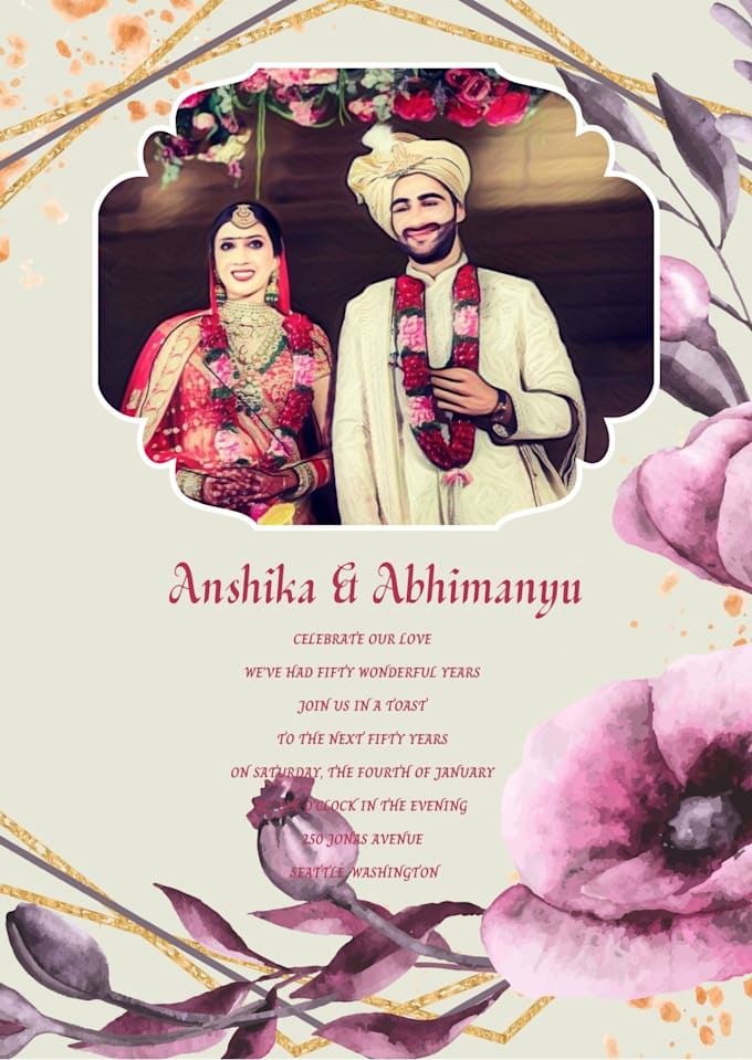 Design unique and attractive wedding invitation card with free cover ...