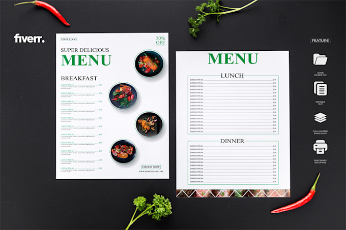 Do creative restaurant menu design by Rabbirahman01 | Fiverr