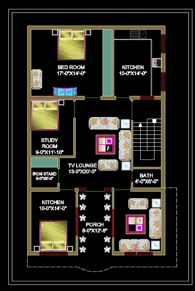 Draw 2d house and floor plan in autocad for you by Zuhaibakmal896 | Fiverr