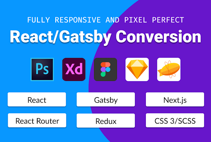 Convert xd, figma to react, nextjs, gatsby app by Zakir18 | Fiverr