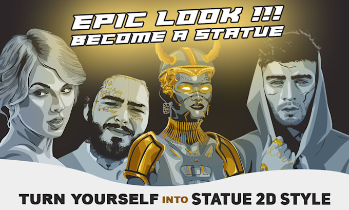 Turn your photo into a 2d statue style portrait illustration by Align11 ...