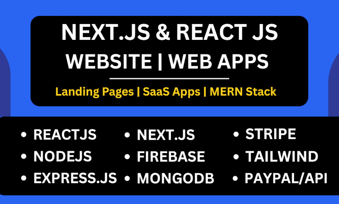 Build next js saas, react, mern stack apps with stripe, firebase, nodejs by Tahirmasood | Fiverr