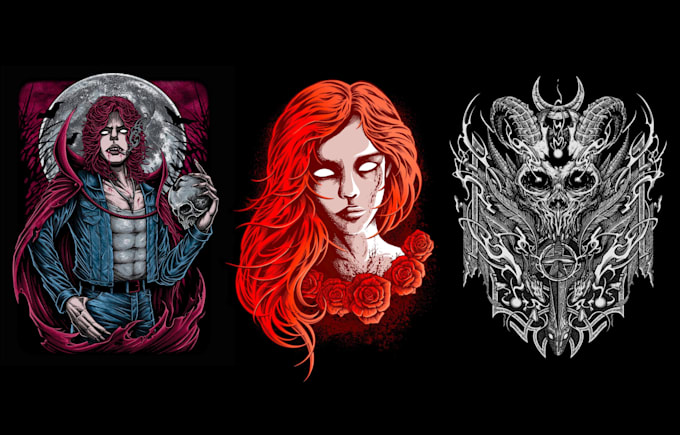 Draw a detailed dark art illustration with my style by Arcamusinkworks ...