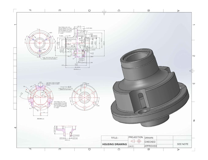 Do autocad 2d mechanical drawings and 3d cad model by Mian135 | Fiverr