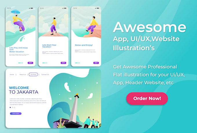 Design a flat illustration for your apps or website by Yuuunt | Fiverr