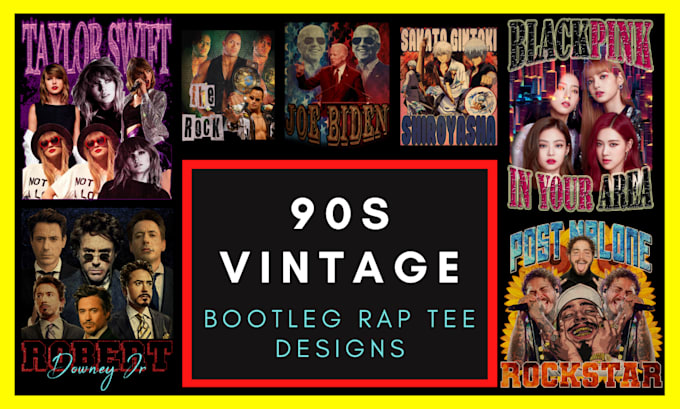 Do 90s vintage bootleg rap tee t shirt designs by Creativesifs | Fiverr