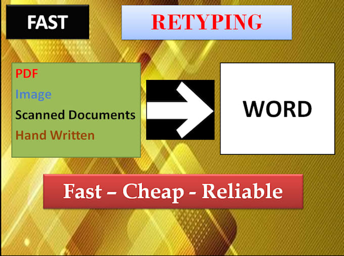 Do fast retyping jobs pdf scanned documents images by Prilpmat | Fiverr