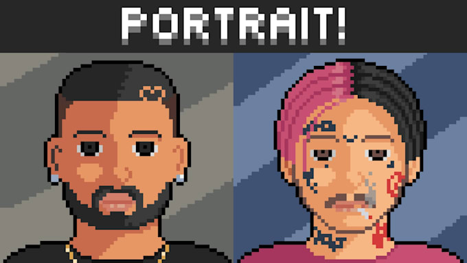 Make a cartoony pixel art portraits by Anwardra | Fiverr