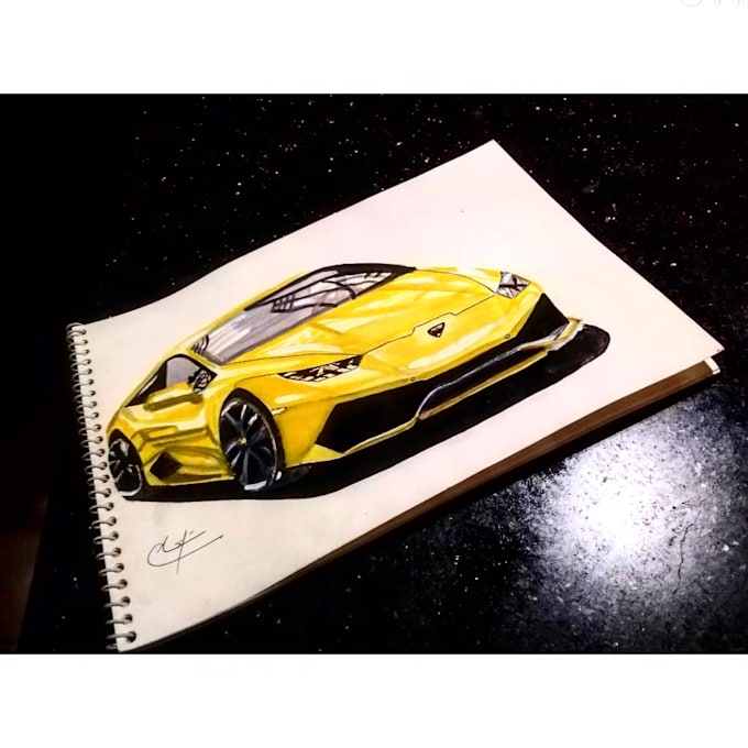 Draw super realistic drawings of your favorite car by Asfafaisal1 | Fiverr
