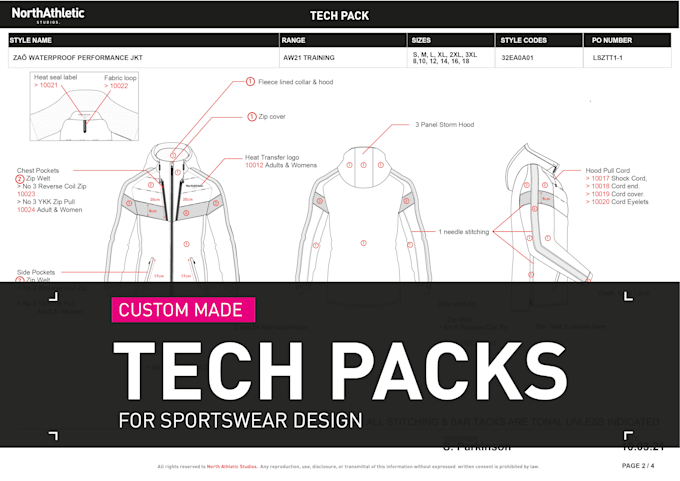 Create your sportswear tech packs by Sparkinson89 | Fiverr
